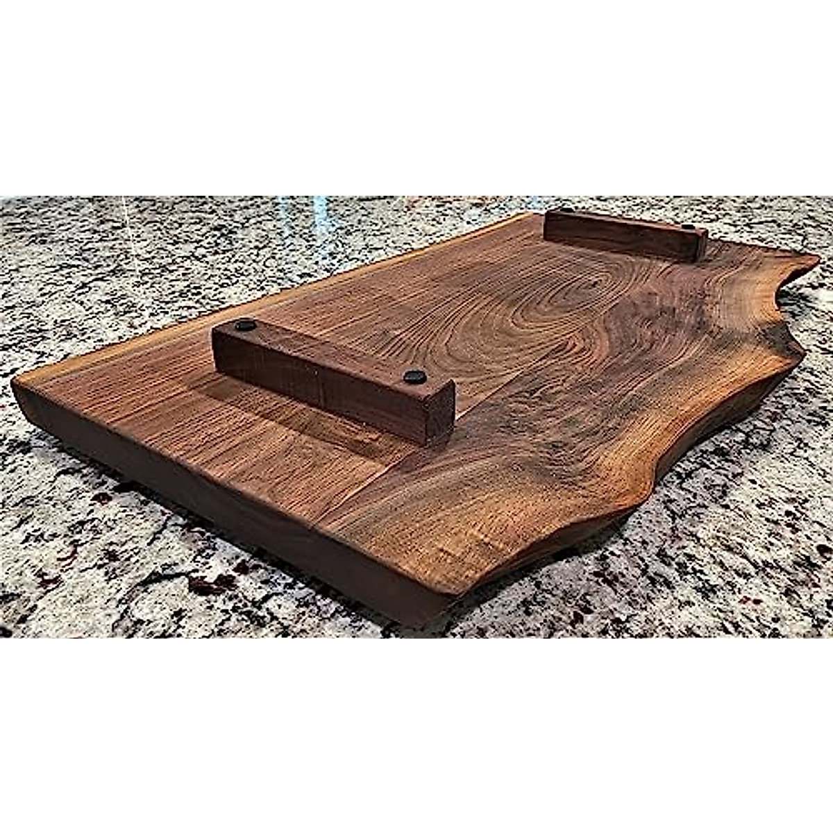 Black Walnut Large, Gorgeous, Full-of-Character, Forest-to-Table Solid Double Live Edge Wood Charcuterie/Appetizer/Dessert/Grazing/Serving Board. 100% USA Handcrafted. 27 x 14.5 x 1.25".