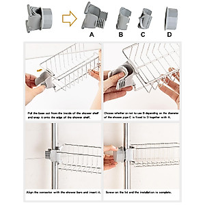 QIHS Shower Rack, Paw Feet Tub Accessories (No Shower Rod), 304 Stainless Steel 2 Tier Adjustable Basket, Bathroom Shower Rod Storage Organizer for Bathroom Shampoo Storage, AM-079-1