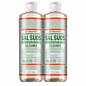 Dr. Bronner's - Sal Suds Biodegradable Cleaner (16 oz, 2-pack) - All-Purpose Cleaner, Pine Cleaner for Floors, Laundry and Dishes, Concentrated, Cuts Grease and Dirt, Powerful Cleaner