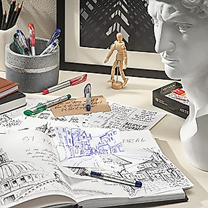 ARTEZA Disposable Fountain Pens, Pack of 12, Medium 0.9-mm Nib, Smooth-Writing Quick-Drying Blue Ink Pen, Art Supplies for Professionals, Students, and Hobbyists