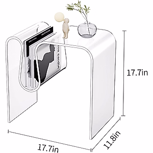 solaround Acrylic Side Table, Small End Table for Living Room,Bedside Table for Bedroom Lucite Nightstand (1, Clear, 17.7 * 17.7 * 11.8)