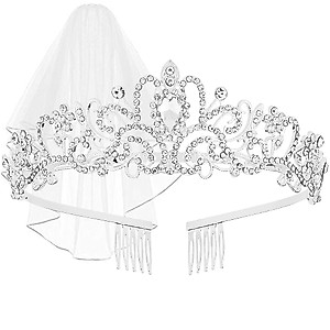 AOPRIE Tiara and Crown for Women Silver Bride Veil Silver Bridal Shower Supplies Bachelorette Party Decorations Gift Sets