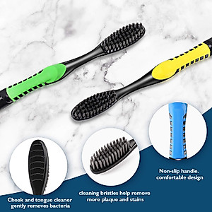 QIPEXEII 6 Pack Bamboo Charcoal Toothbrush Ultra Soft Bristled Adult Toothbrush Micro-Nano Manual Toothbrushes with 20,000 Soft Bristled