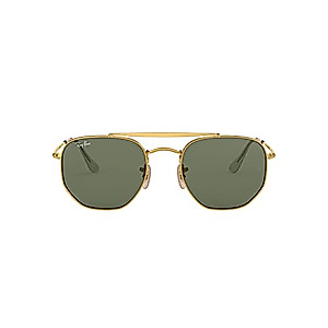 Ray-Ban RB3648 The Marshal Square Sunglasses, Gold/G-15 Green, 51 mm + 1