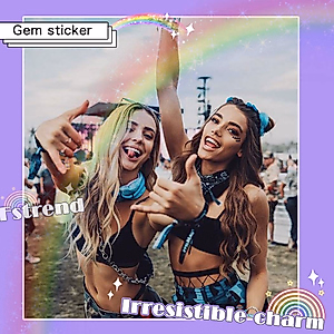 Fstrend Glitter Rhinestones Face Gems Mermaid Body Stickers Crystals Face Jewels Tattoo Sticker Clubwear Party Rave Festival Body Jewelry for Women and Girls(4 Pcs)