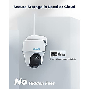 REOLINK Pan Tilt Solar Battery Camera Outdoor Wireless for Home Security, No Hub Needed, 2K Night Vision, Smart Detection, 2-Way Audio, Support Alexa/Google Assistant/Local SD, Argus PT