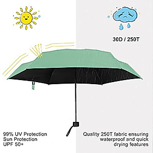 Yoobure Small Mini Umbrella with Case Light Compact Design Perfect for Travel Lightweight Portable Parasol Outdoor Sun&Rain Umbrellas