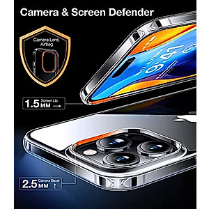 TORRAS Diamond Clear iPhone 14 Pro Case, 10FT Military Grade Drop Tested, Non-Yellowing, Shockproof Protective Hard Back Slim Thin Clear Case for iPhone 14 Pro Phone Case, 6.1 Inch, Clear