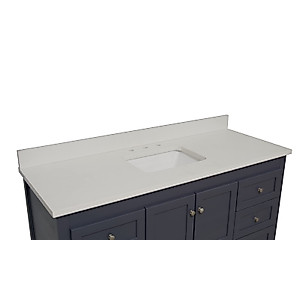 Kitchen Bath Collection Abbey 60-inch Single Bathroom Vanity (White/Quartz): Includes White Cabinet with Quartz Countertop and White Ceramic Sink