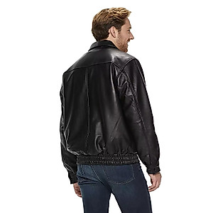 Victory Outfitters Men's Lambskin Genuine Leather Classic Bomber Jacket Mens Leather coat with Zip Out Liner - Black - XXL