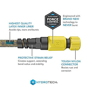 HydroTech 100 ft Expandable Garden Hose - Burst Proof & Lightweight, Flexible Water Hose with Durable Reinfordced Latex Core & Solid Brass Fittings for Lawn, Garden, Car Washing