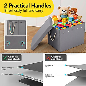Toy Storage Organizer and Play Mat for Kids - Foldable Organizer Storage Bins with Lids - Detachable Mat Storage Bag Kids Toy Box for Boys, Girls, Nursery, Playroom, 11.6''x11.6''x15.5''(Grey)