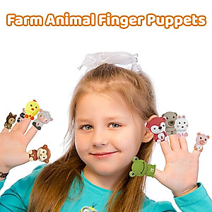Aulynp Learning Toys for Toddlers 1-3, 24 Pcs Farm Animal Finger Puppets Baby Montessori Toys Barn Toy for Kids Toddler Sensory Toys Counting, Matching & Sorting Gift for Baby Boys Girls