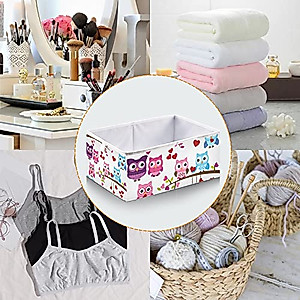Qilmy Owl Cube Storage Bin Collapsible Storage Box Canvas Toy Basket Large Foldable Storage Organizer for Living Room Bedroom Kitchen Kids Room