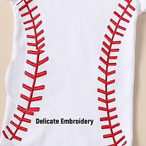 Chichoo Newborn Baby Boy Girl Bodysuit Baseball Sport Outfit Clothes Interlock 195 Gsm 0-24 Months (Baseball, 0-3 Months)