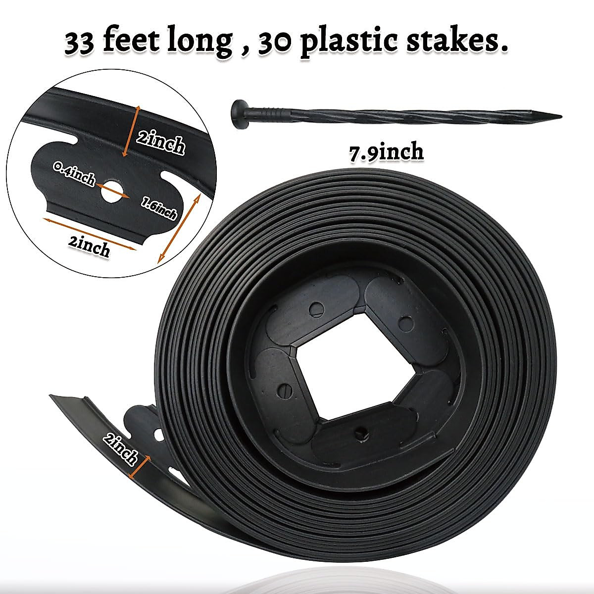 No Dig Landscape Edging - Flower Bed Lawn Garden Border Rubber Edging for Wild Flower Garden Yard (30Feet-Black)