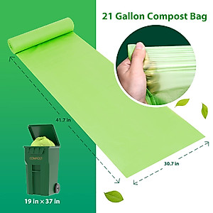 GreFusion Compostable Trash Bags 21 gallon,20 Count,Extra Thick 1.28 Mills,Fits13-25 gallon trash can, Extra Strong and thick,Compostable Lawn & Leaf Yard Waste bags,ASTM D6400,Bpi Certified