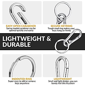 Rainspire Key Ring Keychain Keyrings Key Chain Holder Clip Key Organizer Key Chain Ring for Men and Women, 3 Pack, Silver