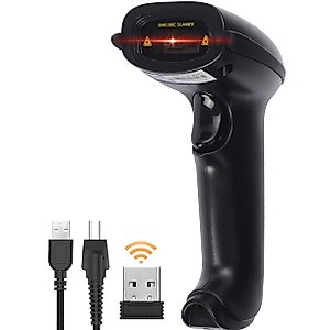 Barcode Scanner Wireless QR Code Scanner Support Screen 1D 2D Scan,ADXZZ Handheld Wired Rechargeable Portable Long Range Transmission Bar code Scanners Cordless Barcode Reader for Mobile Payment Store