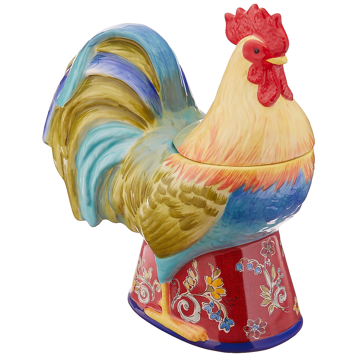 Certified International Morning Bloom 3-D Rooster Cookie Jar, 64 oz, Multicolored