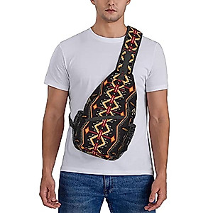 MANQINF Native American Indian Sling Backpack, Crossbody Sling Bag Hiking Travel Daypack Chest Bag for Men Women