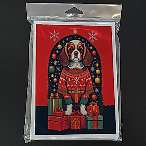 Caroline's Treasures DAC3065GCA7P Cavalier Spaniel Holiday Christmas Greeting Cards Pack of 8 Blank Cards with Envelopes Whimsical A7 Size 5x7 Blank Note Cards