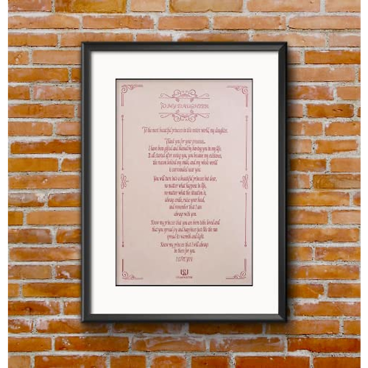 - To My Daughter - Cute Mother's Day/Birthday Gift - Inspirational Lovely Engraved POEM/LETTER on Vegan Leather - 10x 14 UNFRAMED - Motivational ARTWORK/QUOTES.