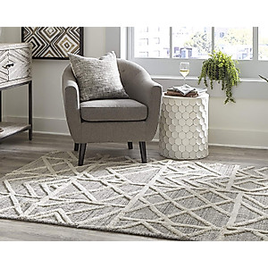 Signature Design by Ashley Polly Geometric Honeycomb Indoor Outdoor Accent Stool or Table, White