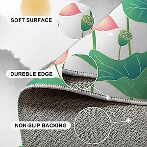 Lotus Lotus Leaf Rugs,Vintage Ink Painting Living Room Carpet Washable Flannel with Non-Slip Carpet Bedroom Dining Room Office Entrance2 x 6ft