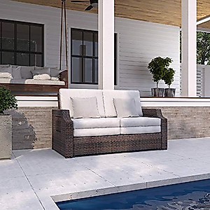 MARTHA STEWART Sunnyside Daybed, Dark Brown Wicker with Beige Olefin Cushions