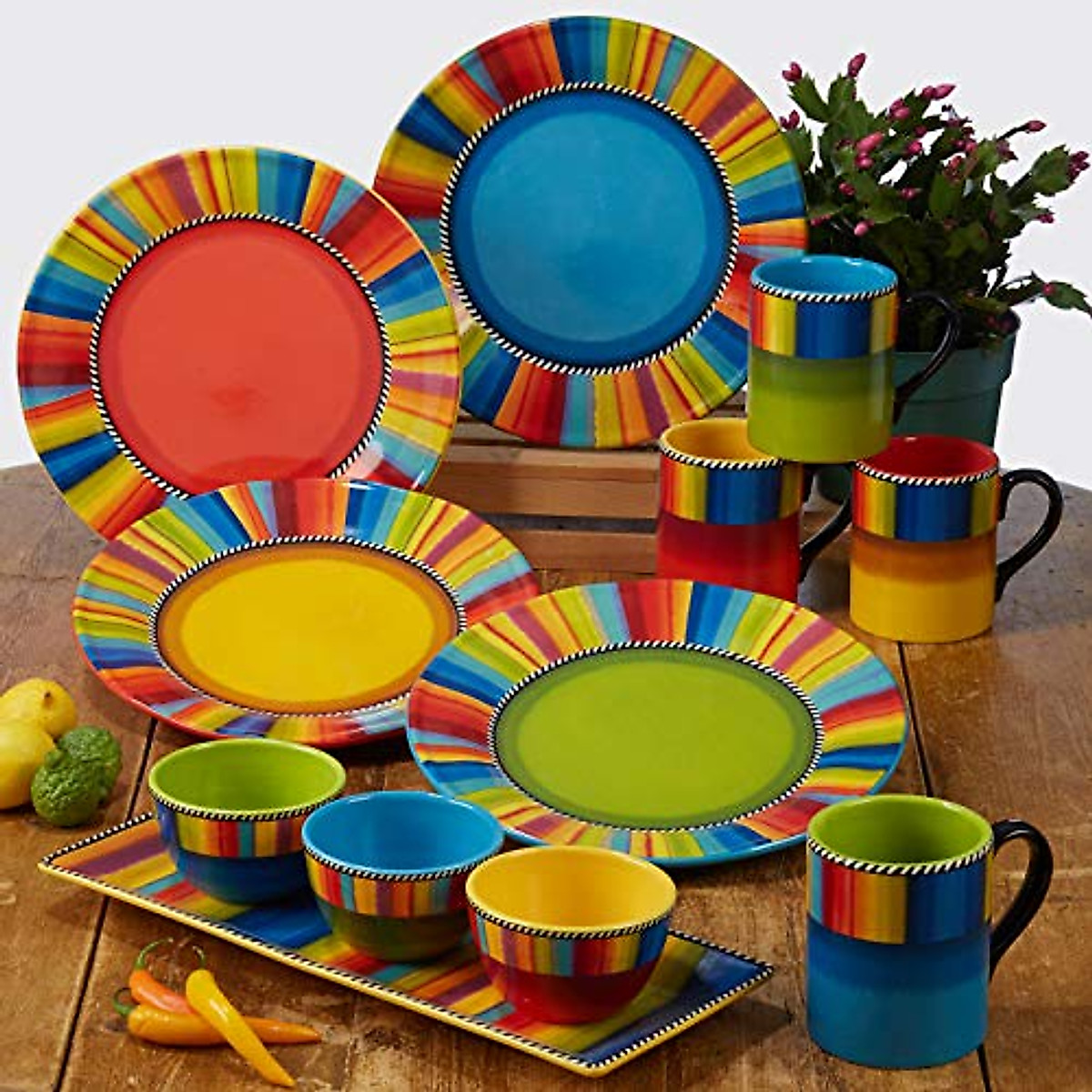 Certified International Sierra Dinner Plate, Set of 4 Assorted Designs, Multicolored, Large