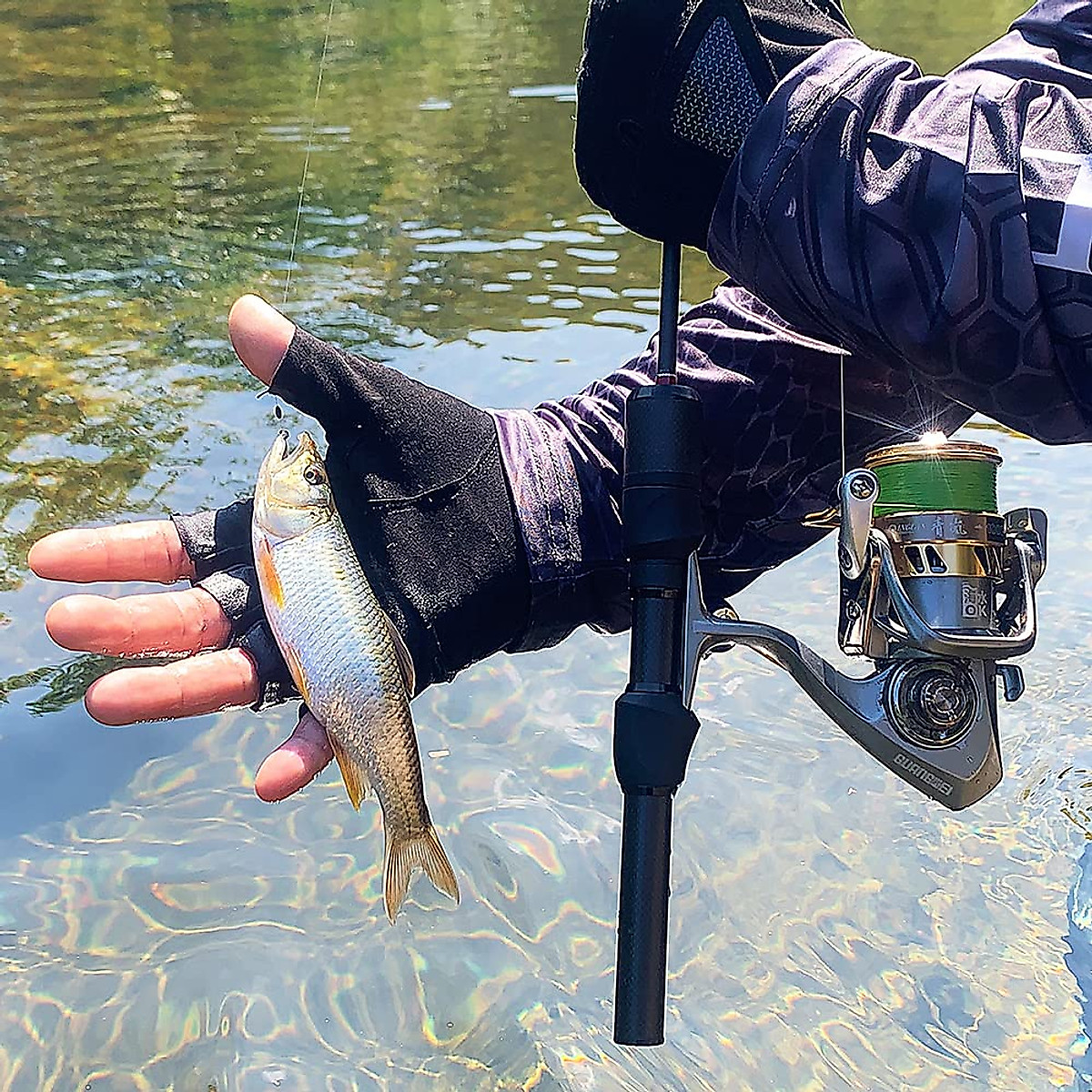 Rosewood DarkLight Short Carbon Handle Ultra Light Spinning Fishing Rod UL Casting Rod Ultralight Portable Rods for Streamer Fishing (1.55m Casting Rod)