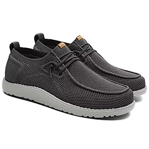 1TAZERO Wide Shoes for Men - Slip on Shoes for Men with Arch Support Diabetic Loafers for Big and Tall Diabetes Bunions Swollen Feet Plantar Fasciitis (Dark Grey 9.5)
