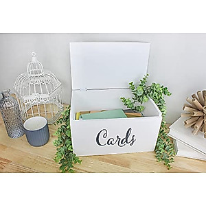 Darware Wooden Wedding Card Box for Reception, White Decorative Card Receiving Box for Birthdays, Showers, Graduations and More