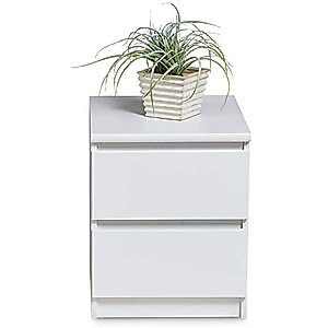 Tvilum Scottsdale 2 Drawer Nightstand, 15.91 in x 19.69 in x 19.49 in (D x W x H), White Woodgrain