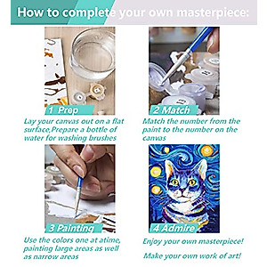 VATO DIY Oil Painting Paint by Numbers kit Canvas Painting for Adults & Kids Beginner,16" x 20"(Starry Sky & Cat)