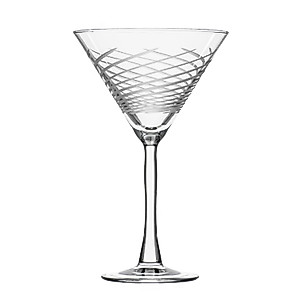 Rolf Glass Cyclone Martini Glass - Set of 4 Stemmed 10 Ounce Martini Glasses - Lead-Free Glass - Diamond-Wheel Engraved Cocktail Glasses - Made in the USA
