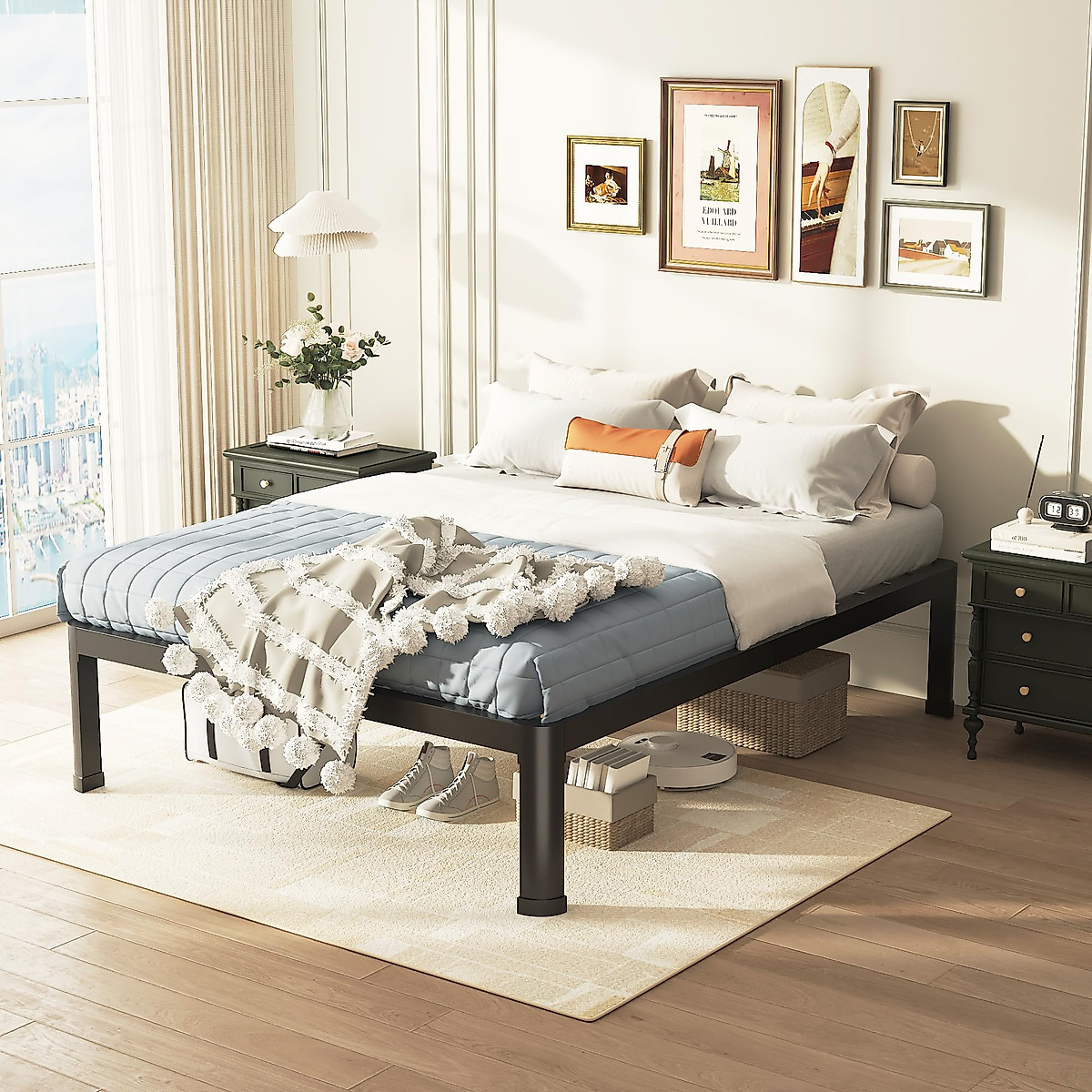 Yitong Angel California King Bed Frame with Round Corner Edge Legs, 14 Inch Tall 3500 lbs Heavy Duty Metal Platform Bed Frame California King Size, No Box Spring Needed/Noise Free/Non-Slip