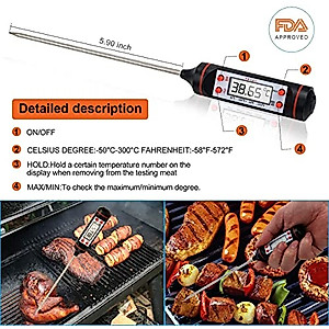 EastKing Smoker Accessories Set-Grilling Oven Gloves,BBQ Claws,Meat Thermometer and Silicone Brush BBQ Set for Cooking Barbecue Baking (Black)