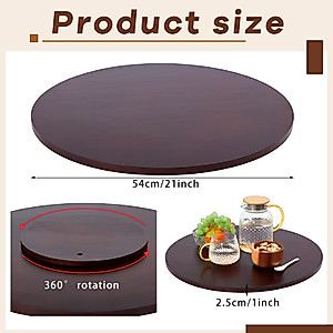 2 Pcs 21 Inch Lazy Susan Organizer Pine Wood Lazy Susan for Table Round Large Lazy Susan Turntable Rotating Dining Room Turntable Spinning Table Tray for Kitchen Cabinet Countertop Storage, Dark Brown