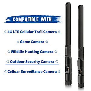 Bingfu 4G LTE Cellular Trail Camera Antenna 8dBi RP-SMA Male Antenna (2-Pack) Compatible with Spypoint Link Micro Solar EVO Link S Dark Wildlife Hunting Game Cam Outdoor Mobile Security Camera