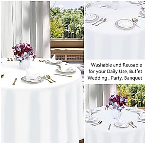 8 Packs Round Tablecloth 90 Inch White Table Cloth for Round Tables, Washable Polyester Fabric Tablecloths, Wrinkle Resistant Table Cloth Round Cover for Wedding Party Banquet Dining