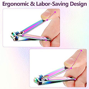 6 Pieces Stainless Steel Nail Clipper Set Nail Cutter Portable Sturdy Nail Clippers Fingernails and Toenail Clipper Cutter for Women Men, Rainbow Color