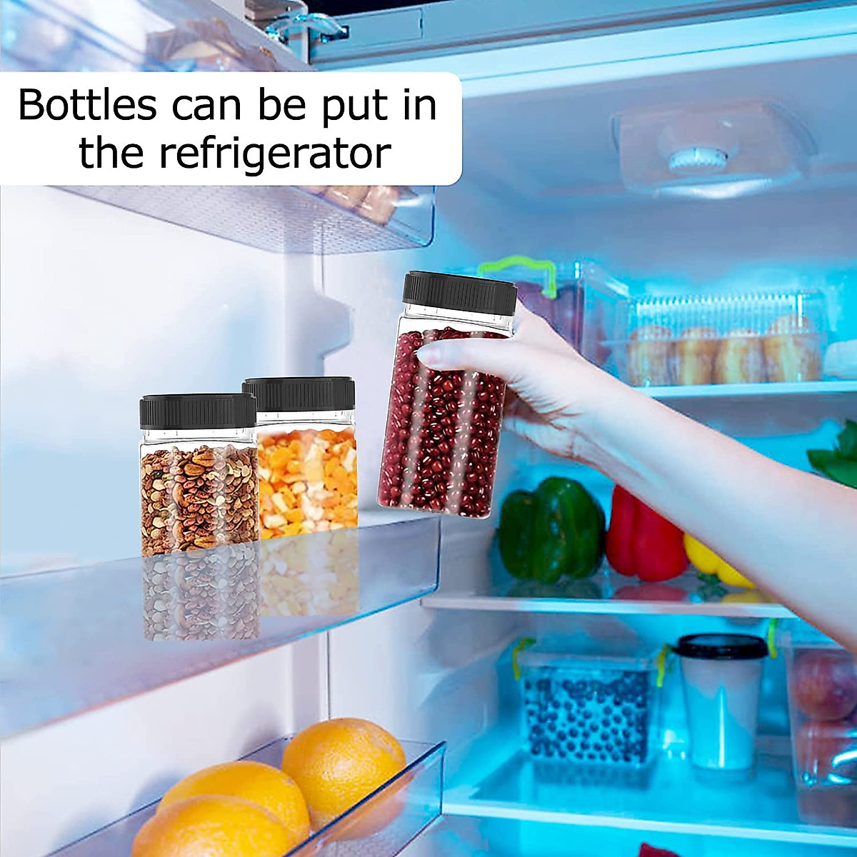 14 Ounce Storage Jars Refillable Clear Plastic Jars for Kitchen and Household Storage, 6 Pack