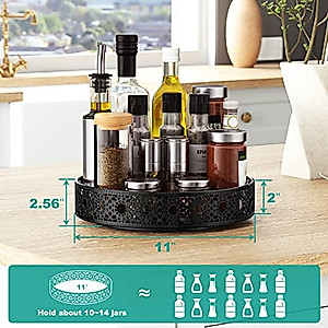 Lazy Susan Organizer, 11 Inch Lazy Susan Turntable for Cabinet Table, PHINOX Turntable Organizer Lazy Susan Spice Rack with Non-Slip Pad, Lazy Susan for Kitchen Bathroom Pantry Vanity (Metal)