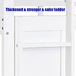 ZORQ Upgraded Version & Stronger Solid Wood Loft Bed Full Size with Storage Shelves and Drawers, More Stable Thickened Wooden Full Size Loft Bed Frame with Desk Underneath (Easier To Assemble) (White)