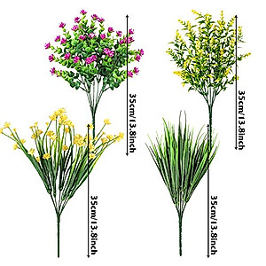 Ageomet 9pcs Artificial Flowers Outdoor UV Resistant Plastic Faux Flowers in Bulk Fake Flowers for Home Decor Outside Cemetery Indoor Vase Pots Hanging Planters Decoration