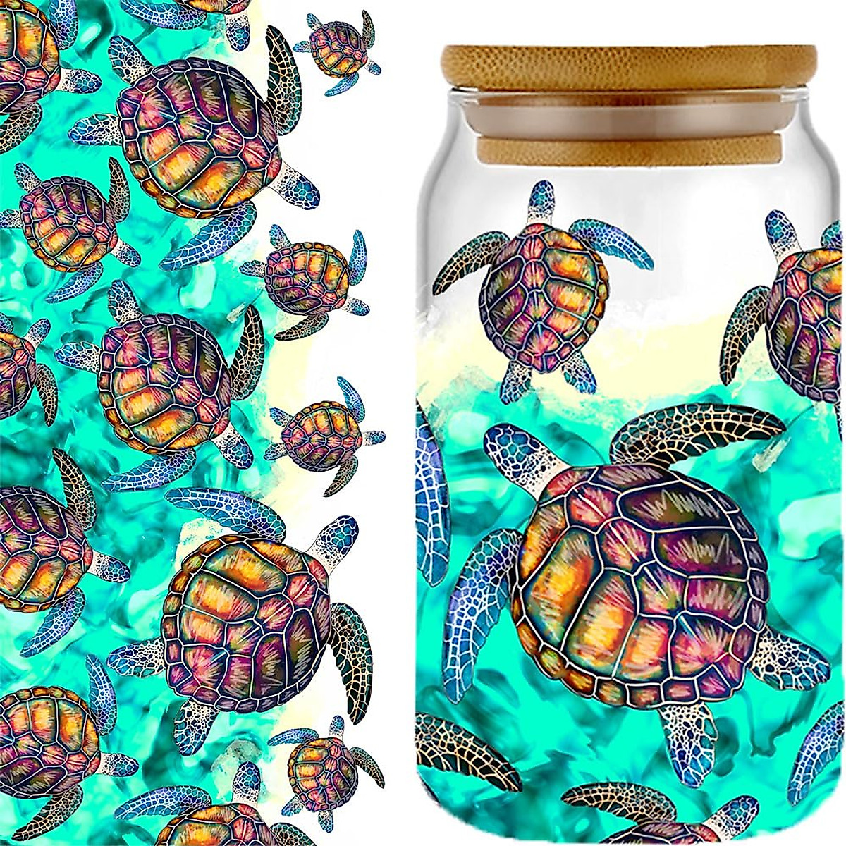 Myhiju UV DTF Cup Wrap Transfer Sticker for Glass Coffee Cups,5 Sheets of Mixed Style UV DTF Transfer Sticker for 16oz Libbey Glass Cups,DIY Waterproof Clear Film Rub on Transfers Stickers Decals.