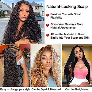 padise 13x4 HD Transparent Water Wave Lace Front Wigs Human Hair for Black Women Brazilian Curly Lace Frontal Wigs Human Hair Wet and Wavy Glueless Wigs Human Hair Pre Plucked Natural Color 20 Inch