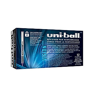 Uniball UB157 Fine Point Roller Ball Pens - Box of 12 - Purple